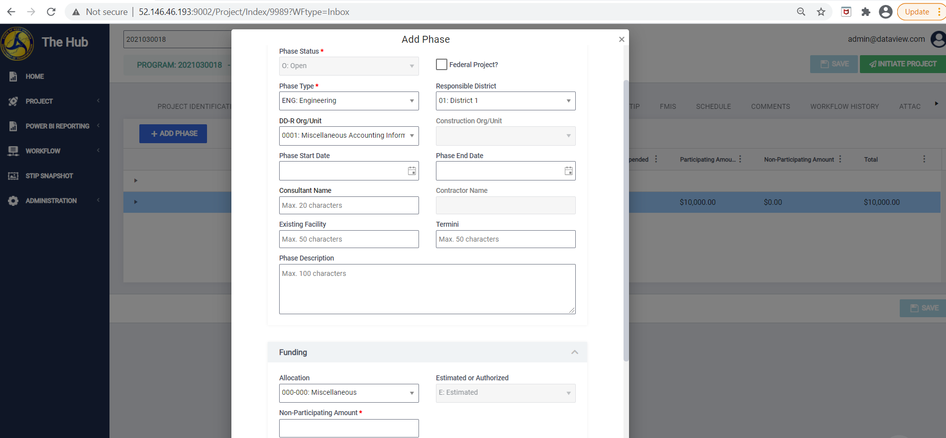 Adding a Project Phase – WV Hub