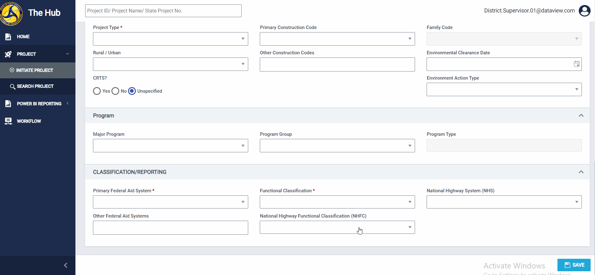 Add Project Identification Information – WV Hub